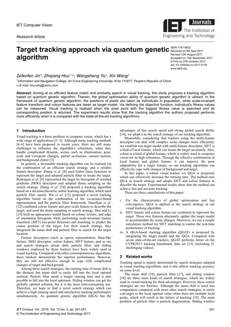 Pdf A Target Tracking Approach Via Quantum Genetic Algorithm