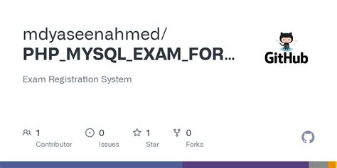 GitHub Mdyaseenahmed PHP MYSQL EXAM FORM SUBMISSION SYSTEM Exam Registration System