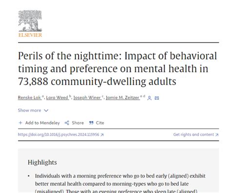 Perils Of The Nighttime Impact Of Behavioral Timing And Preference On