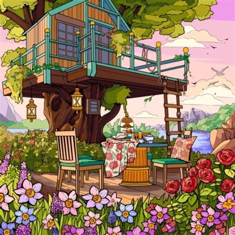 Dreamy Tree House Illustration
