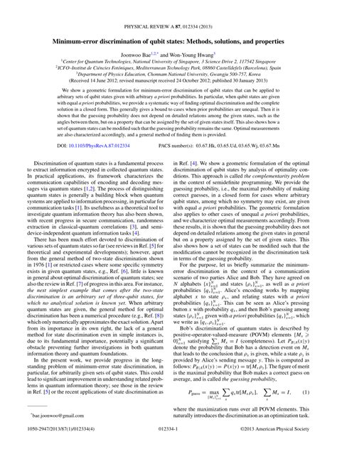 Pdf Minimum Error Discrimination Of Qubit States Methods Solutions
