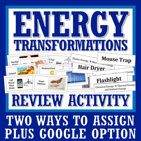 Energy Transformations Review Activity Flying Colors Science