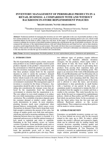 Inventorymanagementofperishableprodu Pdf Inventory Retail