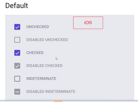 All Platforms Visual Difference For `materialcheckboxstyle` With