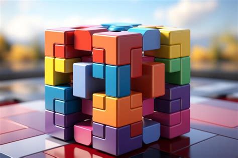 Premium Photo 3d Render Of Puzzle Pieces Assembling To Form A Puzzle Cube On An Isolated Cube