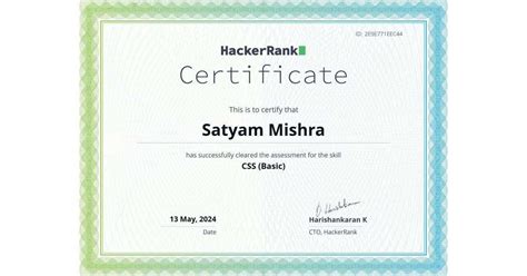 Satyam Mishra On Linkedin Hackerrank Skill Certificate