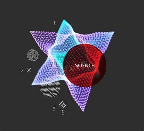 Object With Dots Molecular Grid 3d Technology Style With Particle