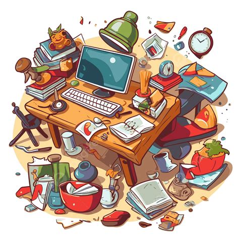 Clutter Clipart Cluttered Illustration Of A Messy Workspace With Desk On Top Illustration