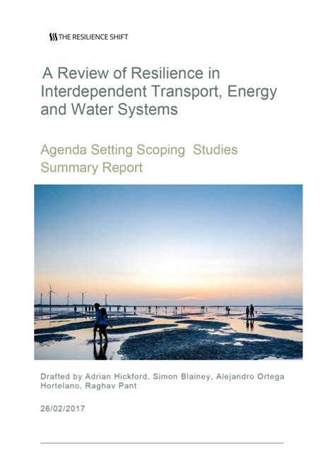 A Review Of Resilience In Interdependent Transport Energy And Water Systems Resilience Rising