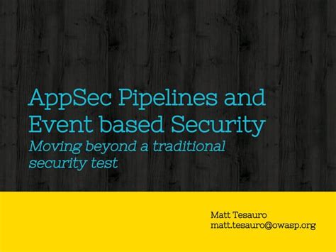 Appsec Pipelines And Event Based Security Pdf