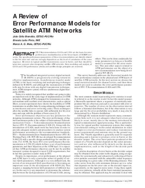 Pdf A Review Of Error Performance Models For Satellite Atm Networks