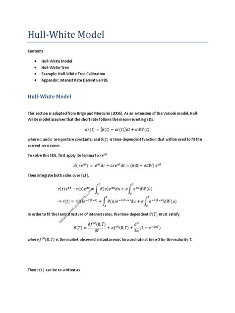 Hull White Model Tree Calibration Pdf Swap Finance Investing