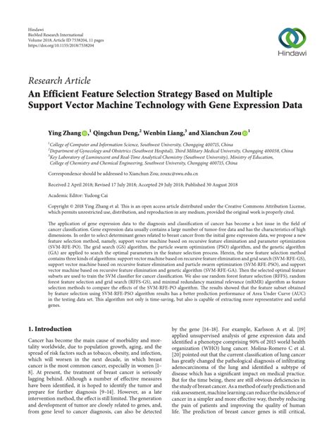 Pdf An Efficient Feature Selection Strategy Based On Multiple Support