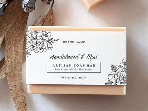 Diy Floral Soap Label Template Canva Soap Wrap Around Label Editable
