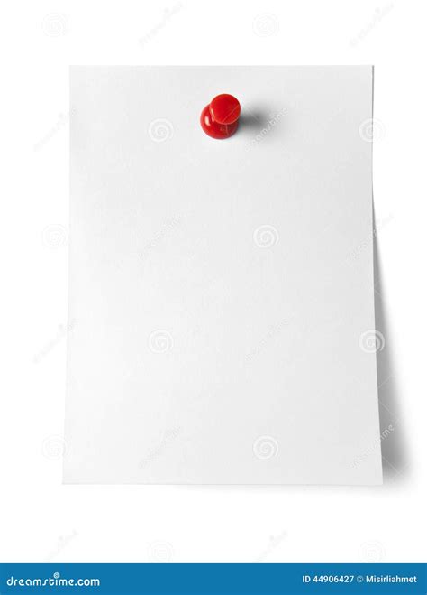 Note Paper With Push Pin Stock Image Image Of Empty 44906427