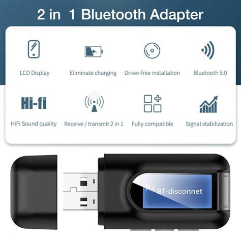 USB Bluetooth EDR LCD Display Audio Receiver And Transmitter With Bluetooth Audio Jack