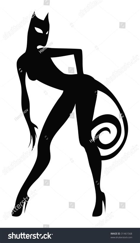 Illustrated Silhouette Sexy Cat Woman Stock Illustration 31461568 Shutterstock