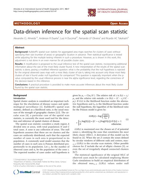Pdf Data Driven Inference For The Spatial Scan Statistic