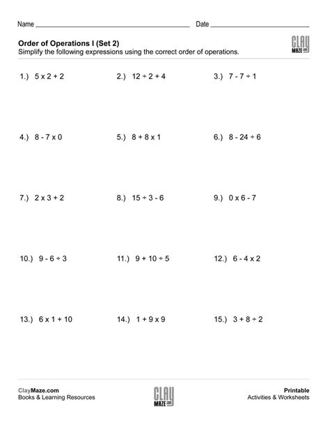 Order Of Operations Expressions