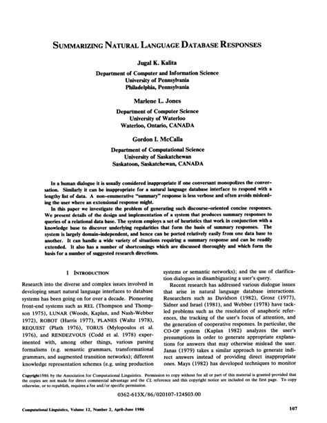 pdf summarizing natural language database responses