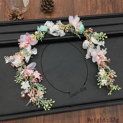 Badu Bg Сватбени аксесоари за коса на булката Разкошни ленти за глава с цветя Плетена коса с