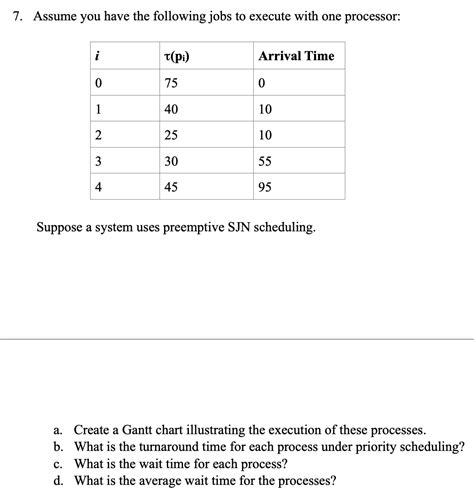 solved 7 assume you have the following jobs to execute with