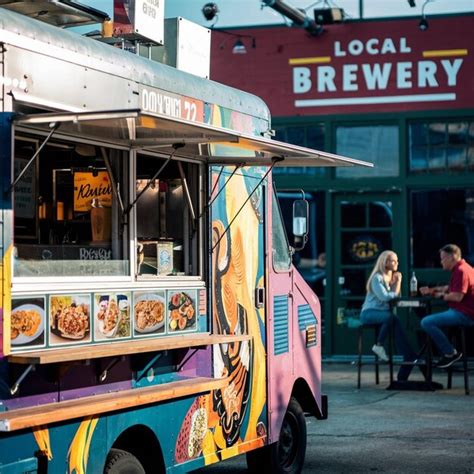 Premium Photo Food Truck Parked Near Local Brewery