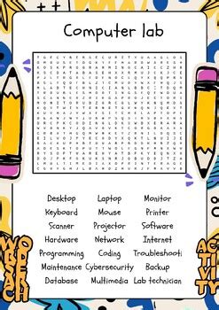 Computer Lab Word Search No Prep Fun Worksheet By Land Of Puzzles