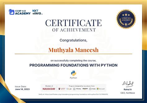 Maneesh Muthyala On Linkedin Pythonprogramming Feelingproud Ccbp