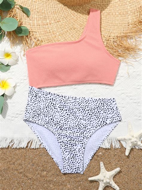 Girls Color Block Cut Out One Shoulder One Piece Swimsuit Artofit