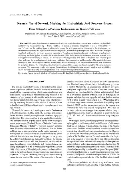 Neural Network Model For Hcl Recovery Process Pdf Chemistry Science