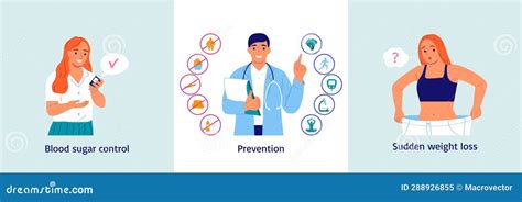 diabetes square compositions set stock illustration illustration of