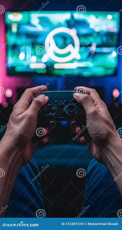 Closeup Male Hands Grip Video Game Controller In Gameplay Stock Illustration Illustration Of