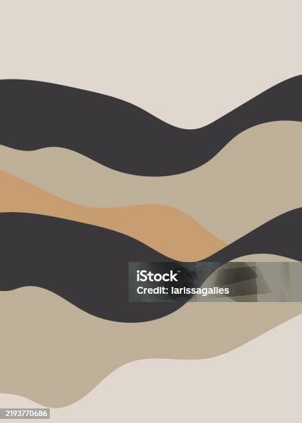 미니멀리스트 추상 미술 다채로운 곡선 모양 회색 주황색 및 베이지 색조의 유기농 0명에 대한 스톡 벡터 아트 및 기타 이미지 0명 갈색 곡선 Istock
