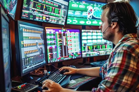 Professional Trader Monitoring Market Data On Screens Premium Ai