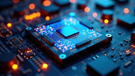 A Detailed Close Up Highlights A Microprocessor Mounted On A Circuit Board The Background