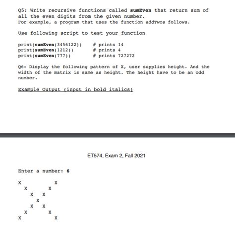 Solved 05 Write Recursive Functions Called Sumeven That