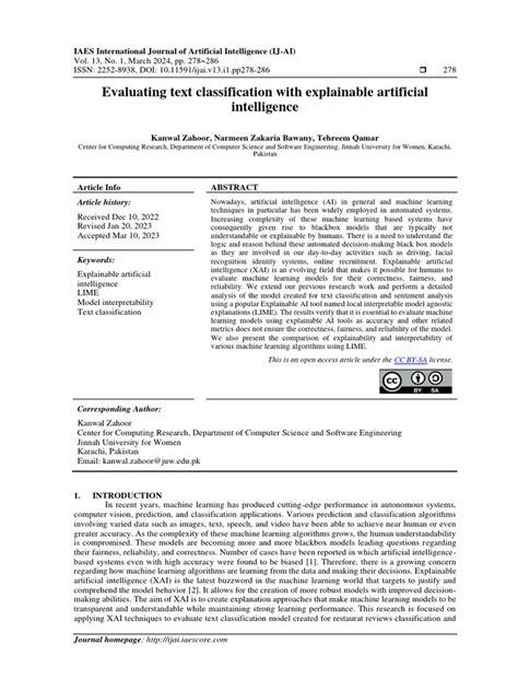Evaluating Text Classification With Explainable Artificial Intelligence Pdf Machine Learning