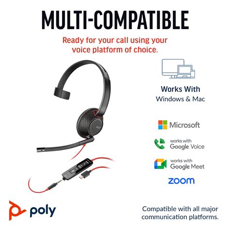 Poly Blackwire Monaural Usb C Headset Mm Plug Usb C A Adapter In Distributor