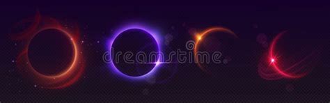 Solar Eclipse Light Ring Moon Flare Glow In Space Stock Vector