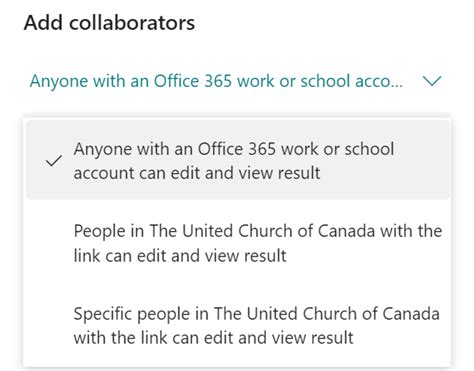 How To Share Microsoft Form With Users United Church Of Canada
