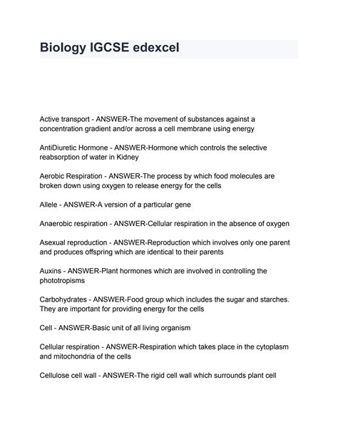 SOLUTION Biology Igcse Edexcel Studypool