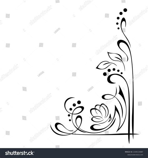 Decorative Corner Design Stylized Flower Leaves Stock Vector Royalty