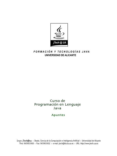 Curso Java Pdf Java Lenguaje De Programación Objeto Informática