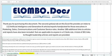 Ai Genai For Cmos Links To 301 Articles Reports Template Excel Xls