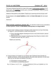 PHYS Midterm Pdf October Th PHYS MIDTERM The Exam Comprises Two Parts On A