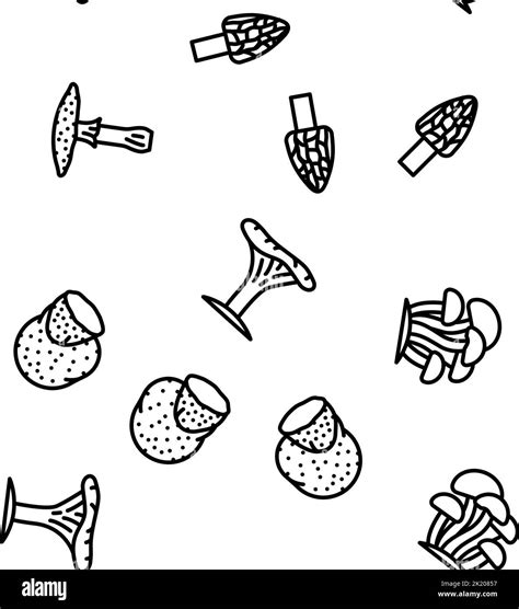 Mushroom Vegetable And Fungus Vector Seamless Pattern Stock Vector