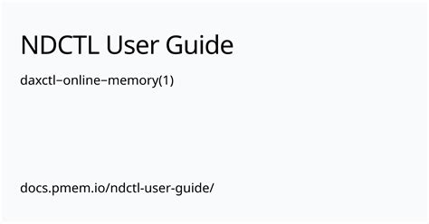 Daxctlonlinememory NDCTL User Guide