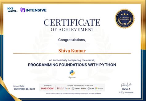completion certificate for programming foundation putta shiva kumar posted on the topic linkedin