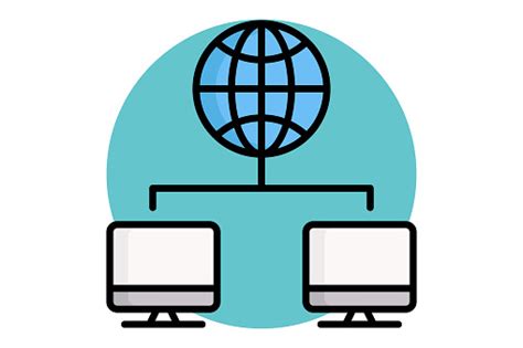 네트워크 아이콘을 클릭합니다 색상이 지정된 윤곽선 아이콘 스타일입니다 It와 관련된 아이콘입니다 It 아키텍처 요소 벡터 일러스트 레이 션 0명에 대한 스톡 벡터 아트 및